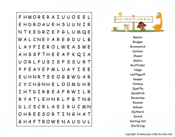 Free Harry Potter Word Search Puzzles
