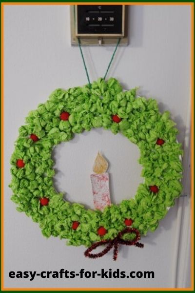 Tissue Paper Christmas Wreath For Kids