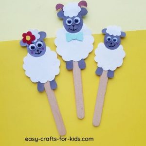 Sheep Family Craft with Popsicle Sticks - Easy Crafts For Kids