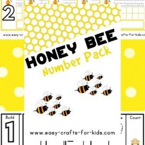 Honey Bee Numbers 1-10 Worksheets for Preschool