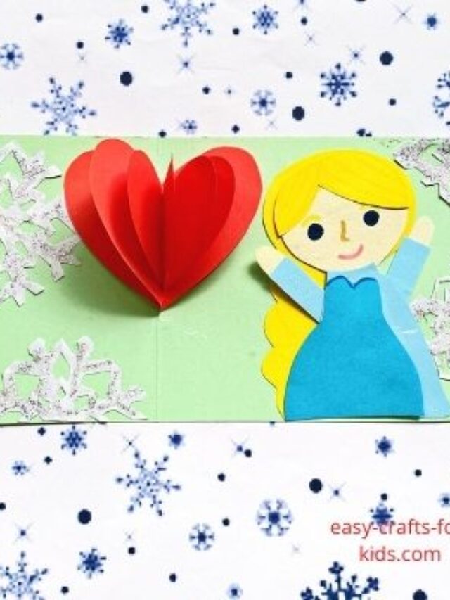 Elsa 3D Heart Pop Up Card - Easy Crafts For Kids