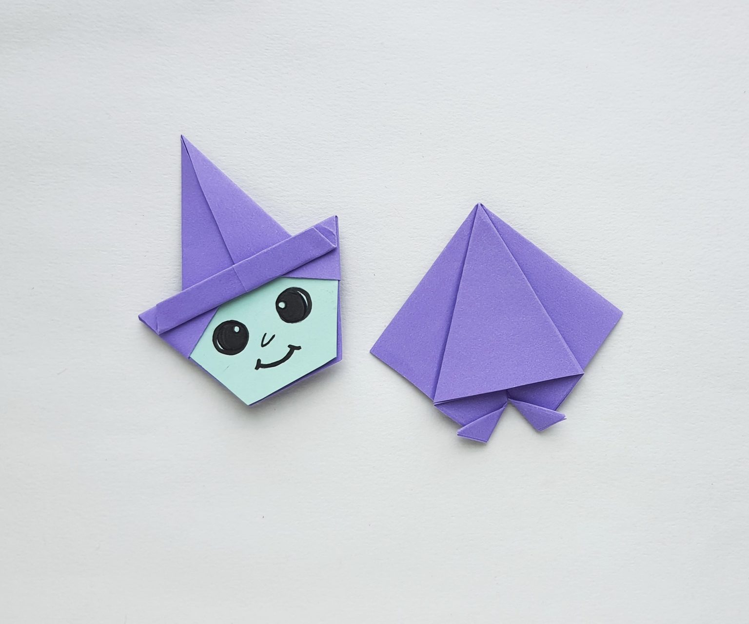 Easy Witch Origami for Halloween - Origami Witch Instructions