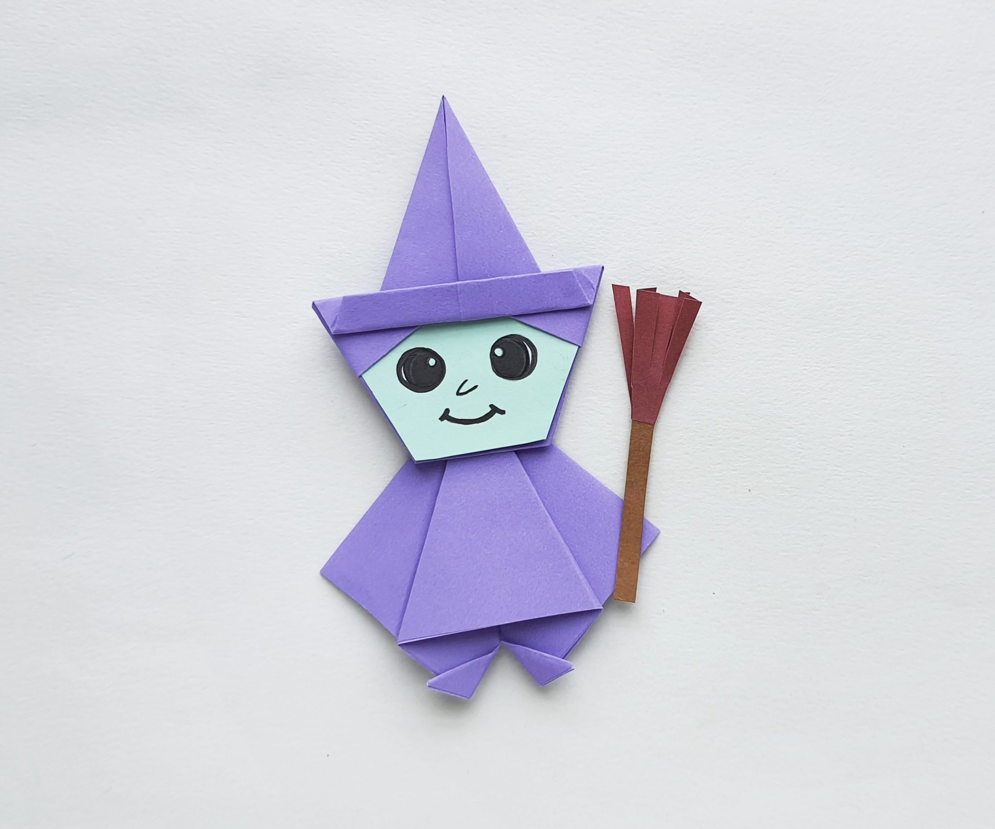 Easy Witch Origami for Halloween - Origami Witch Instructions