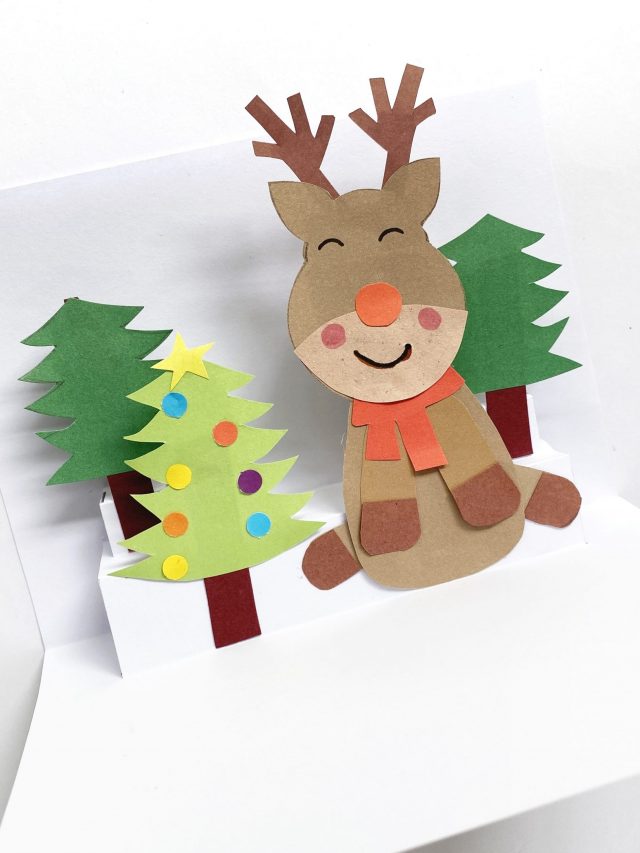 How to Make a 3D Reindeer Christmas Card - Easy Crafts For Kids