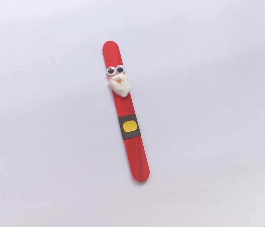Popsicle Stick Santa Bookmark Craft