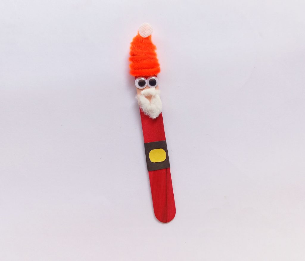 Popsicle Stick Santa Bookmark Craft