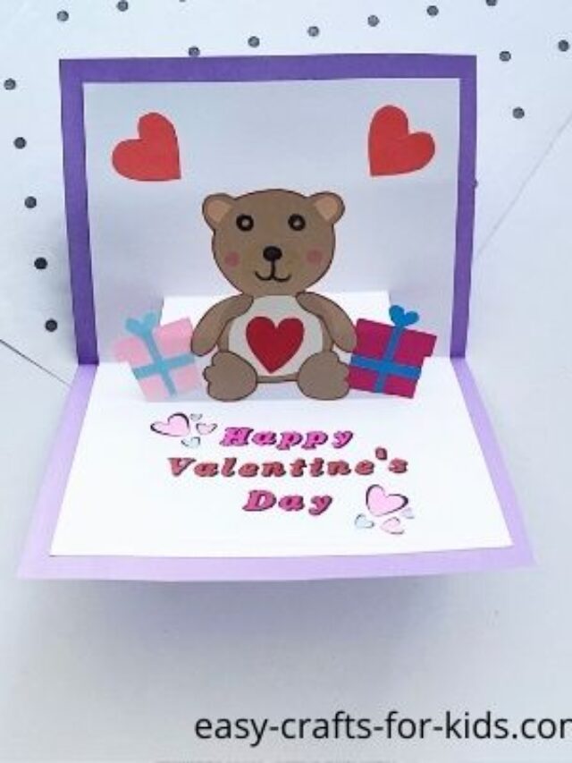 Bear Valentine's Pop Up Card - Easy Crafts For Kids