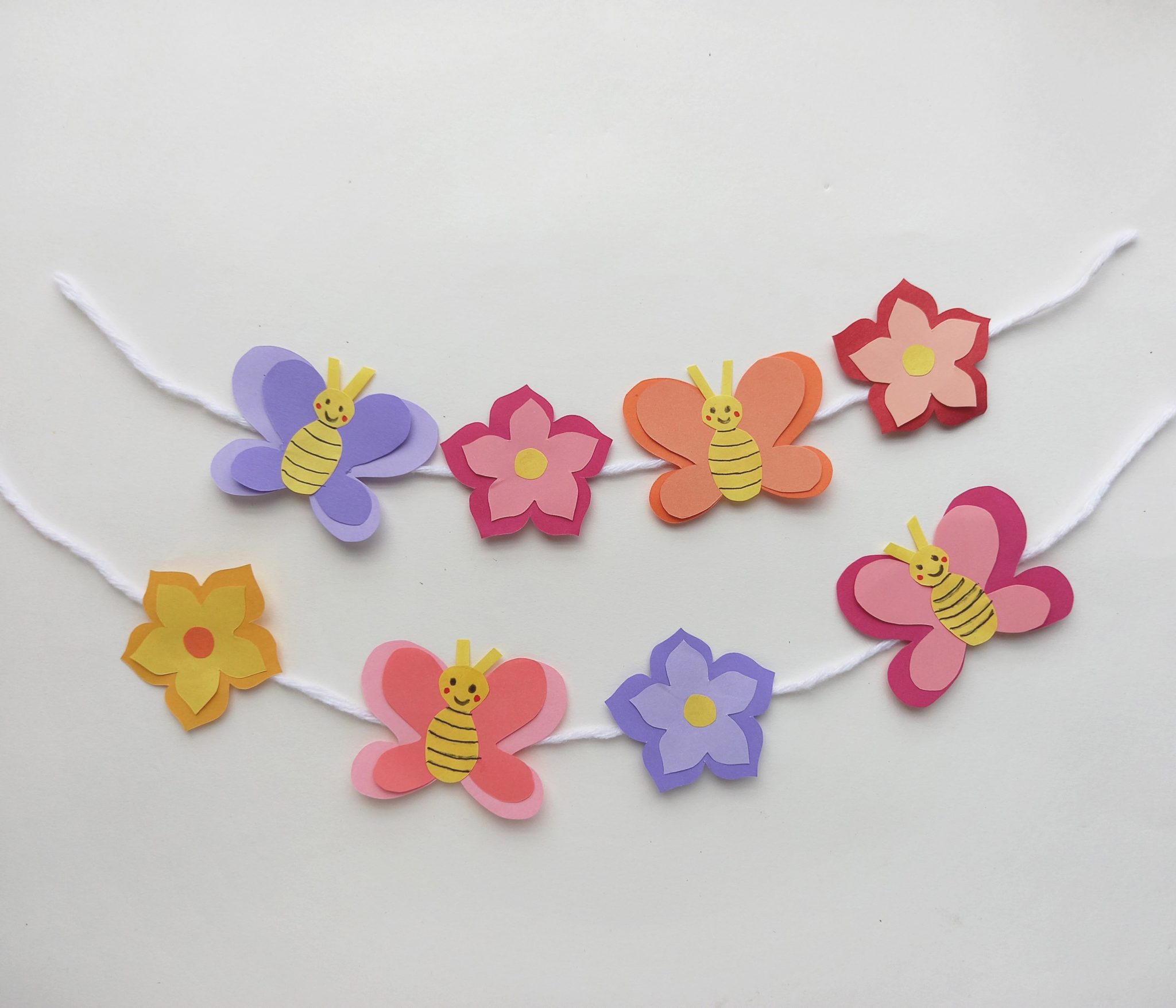 Easy Paper Butterfly Flower Garland Craft for Kids